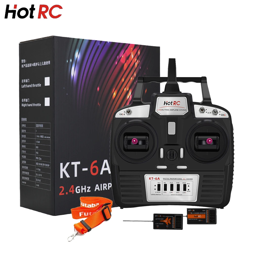 Hotrc KT-6A 2.4G 6CH RC FHSS Transmitter & 2.4G PWM/ Gyroscope Receiver ...