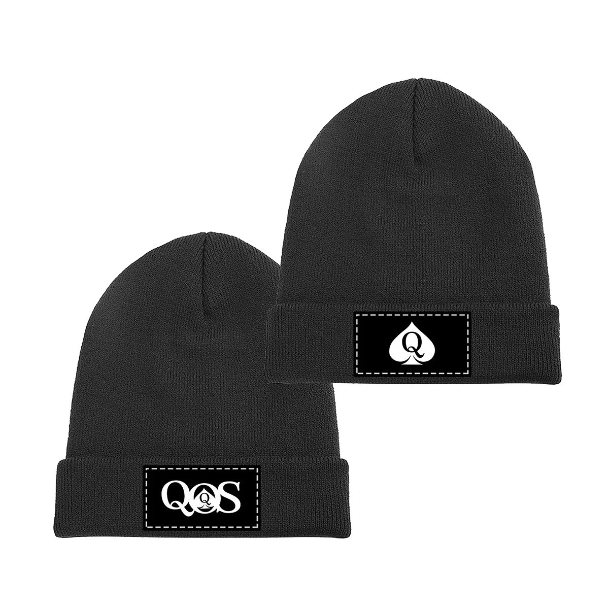 QOS Letter Print Beanies for Men and Women, Warm Hat, Hip Caps, Unisex ...