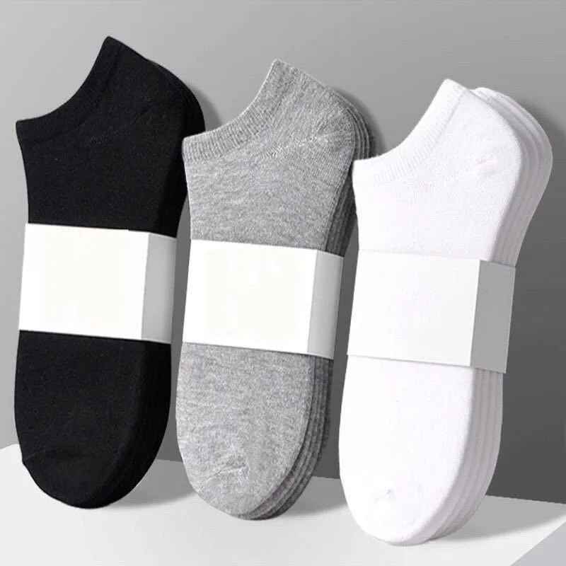 Low-Cut-Men-Socks-Solid-Color-Black-White-Gray-Breathable-Cotton-Sports ...