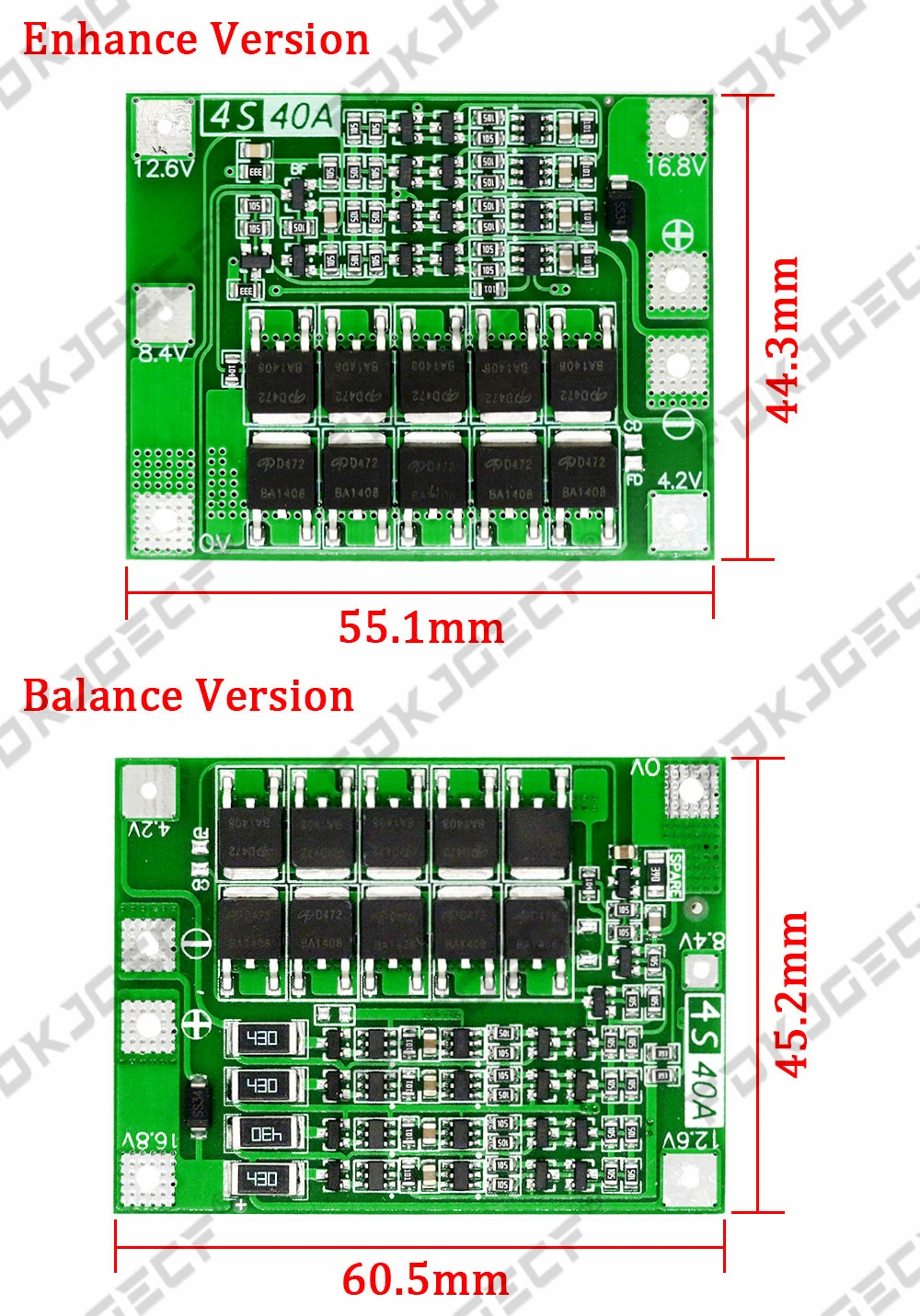 Защитная плата 3S/4S 40A/60A 18650 BMS, для зарядки литий-ионных ...