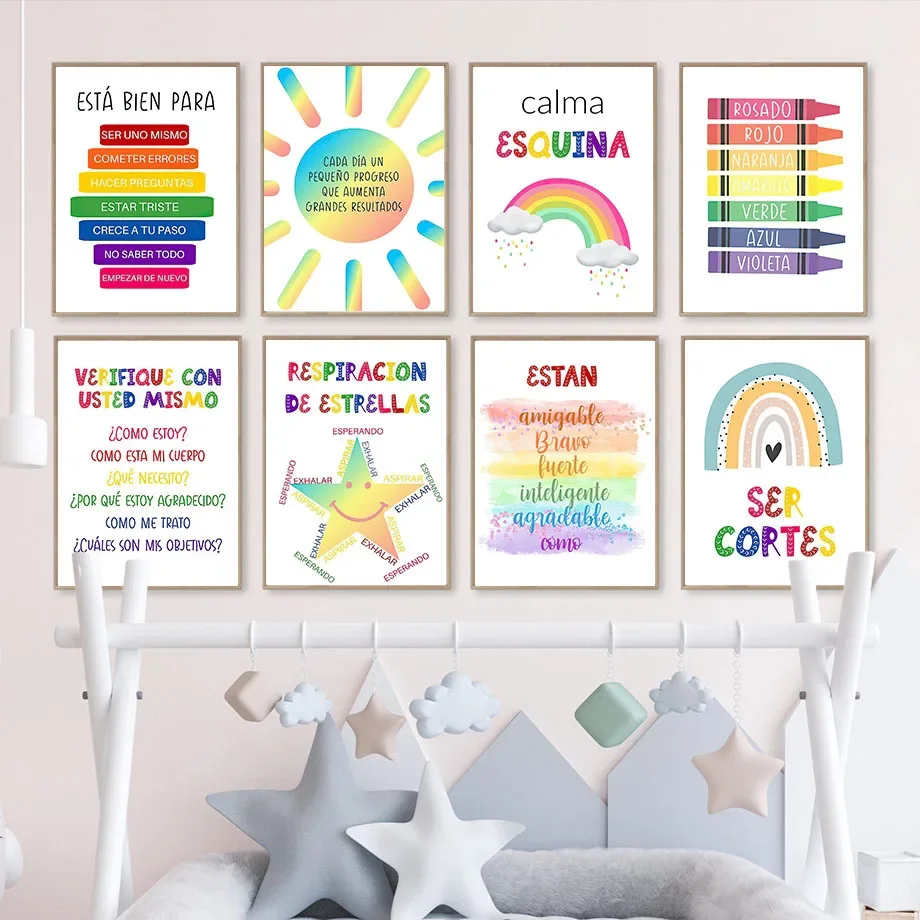Spanish-Calming-Corner-Posters-and-Print-Education-Rainbow-Stars-Wall ...