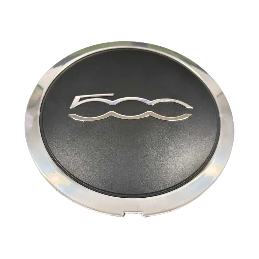 For-Fiat-500-Alloy-Wheel-Centre-Cap-Black-And-Chrome-Silver-133mm ...