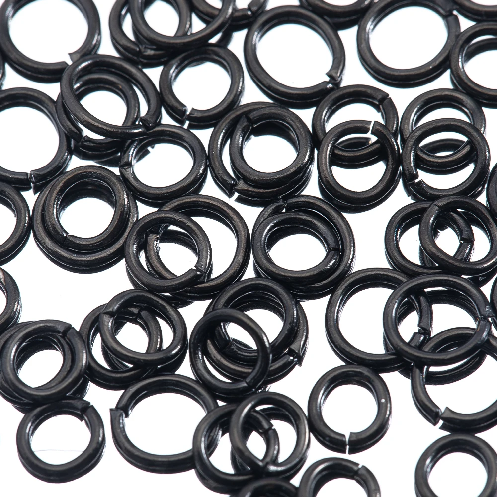 100-200pcs-Stainless-Steel-Split-Rings-Black-Open-Jump-Rings-Connector ...