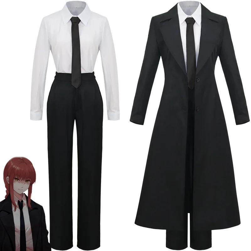 Anime-Chainsaw-Man-Makima-Cosplay-Costume-Black-Coat-Pants-White-Shirt ...