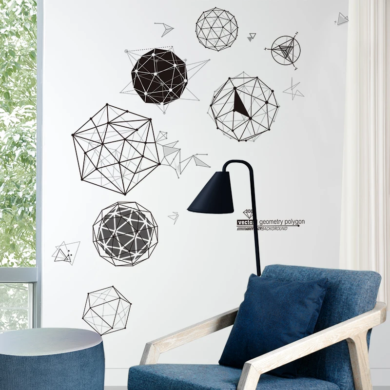 [SHIJUEHEZI] Cartoon Solid Geometry Wall Stickers DIY Wall Decals for ...