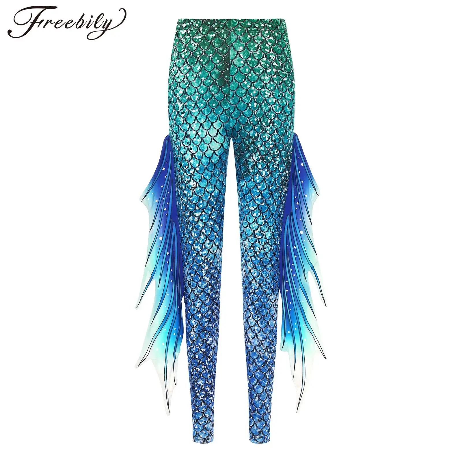 Women-Fashion-Fish-Scale-Print-Pants-Halloween-Carnival-Mermaid-Cosplay ...