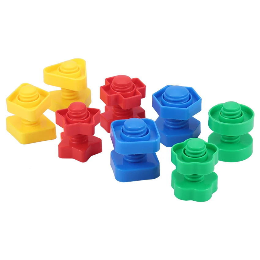 8 Sets Screw Building Blocks Plastic Insert Blocks Nut Shape Toys For ...