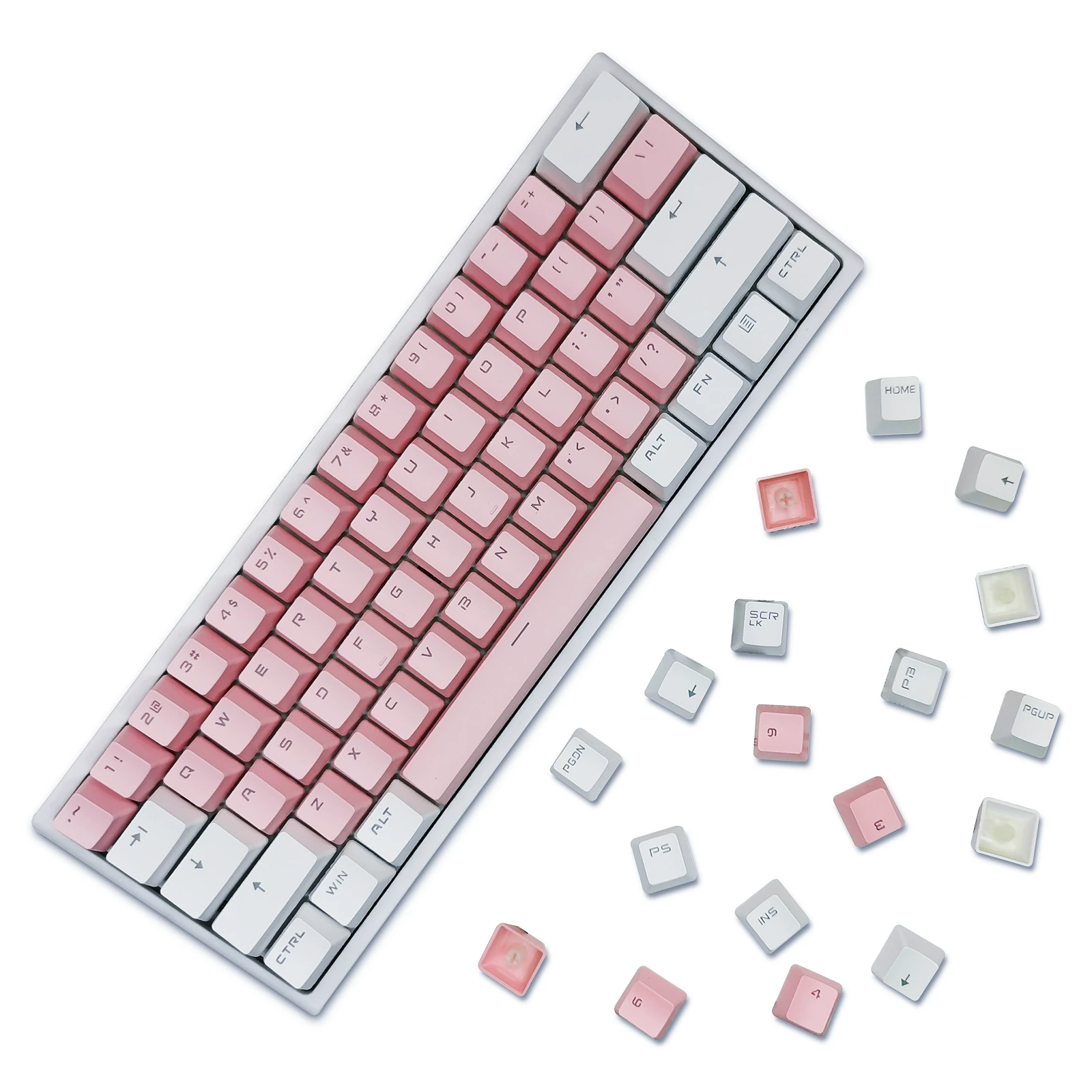 104-Keys-OEM-PBT-Custom-Keycaps-Full-Set-Doubleshot-Backlit-Pink-Key ...