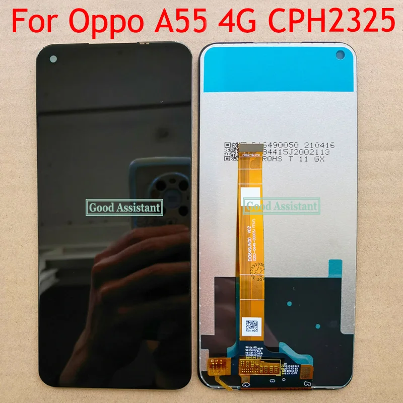 Oppo a55 4g cph2325用の完全な交換用LCDタッチスクリーンパネル,100% 完璧な修理,黒,6.51インチ ...