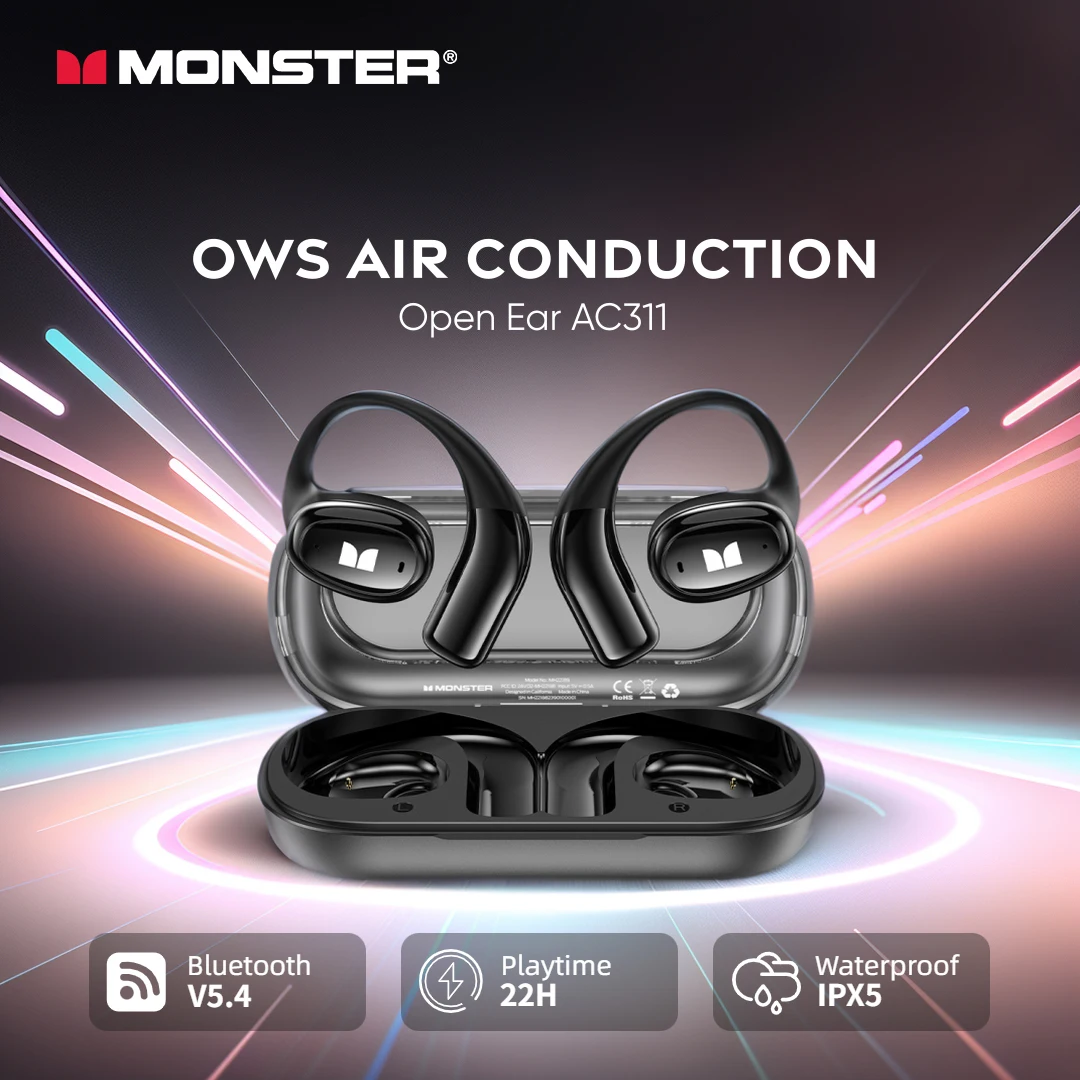Monster-OWS-Air-Conduction-Fones-de-ouvido-sem-fio-Bluetooth-5-4-gancho ...