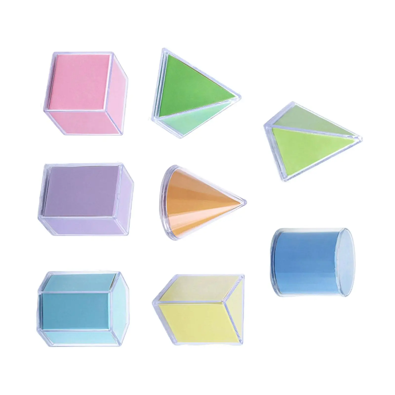 8 Pieces Transparent Geometric Shapes Blocks Montessori Toys Stacking ...
