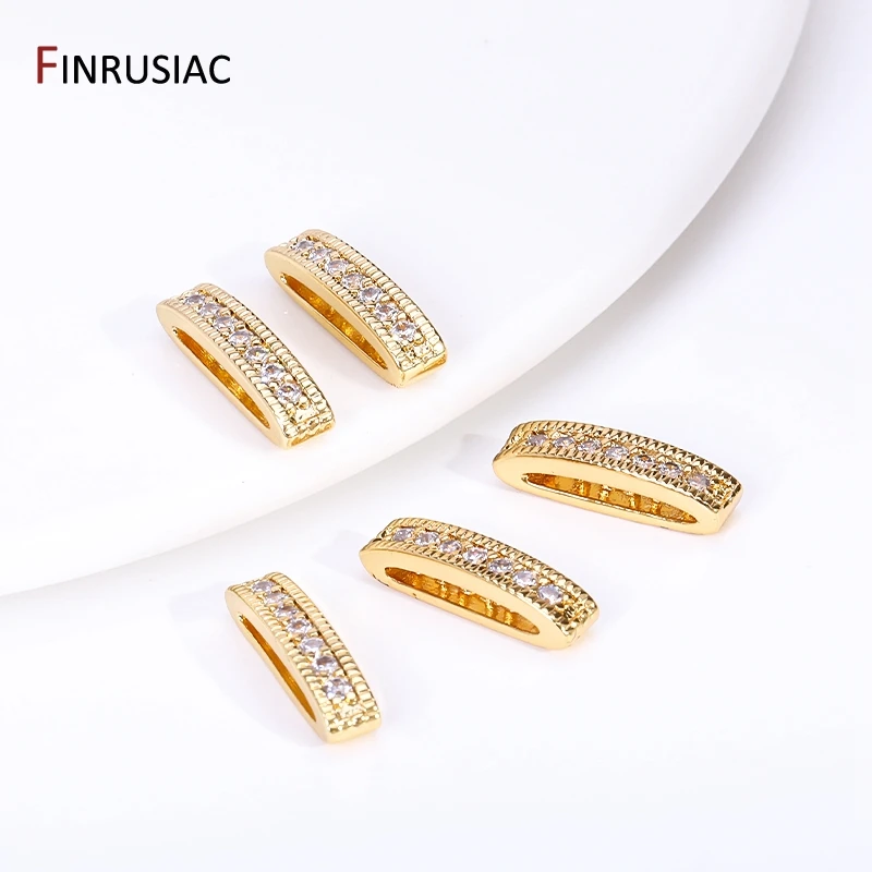 18K Gold Plated Zircon 2/3 Holes Beads Separators, Brass Separators For ...