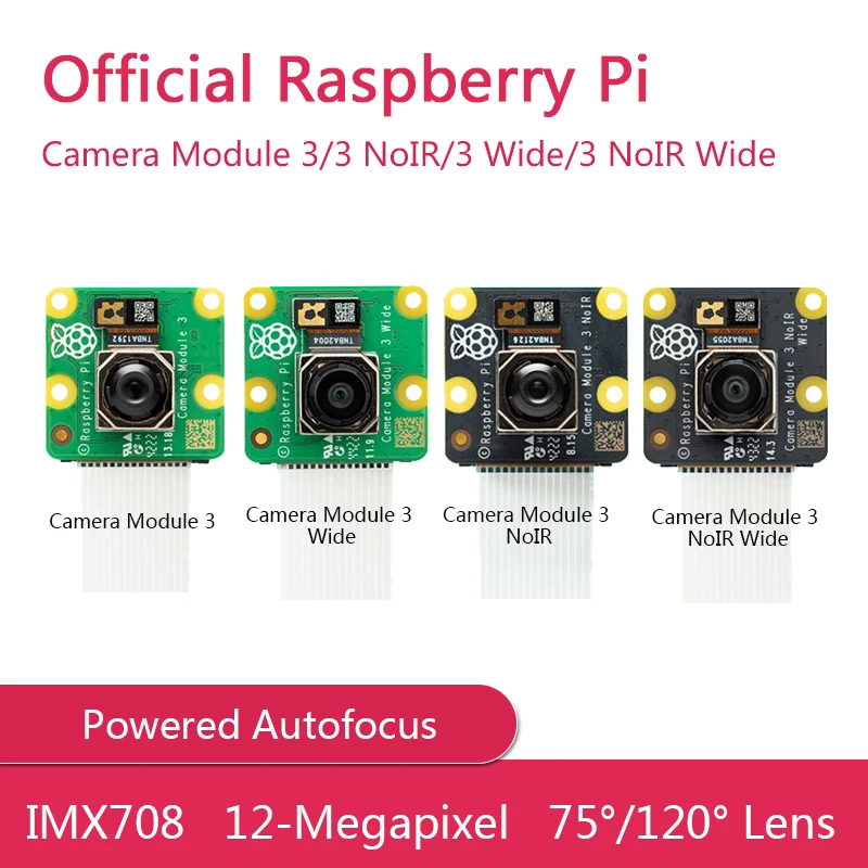 Official Raspberry Pi Camera Module 3 /3 Wide NoIR IMX708 75°/120 ...