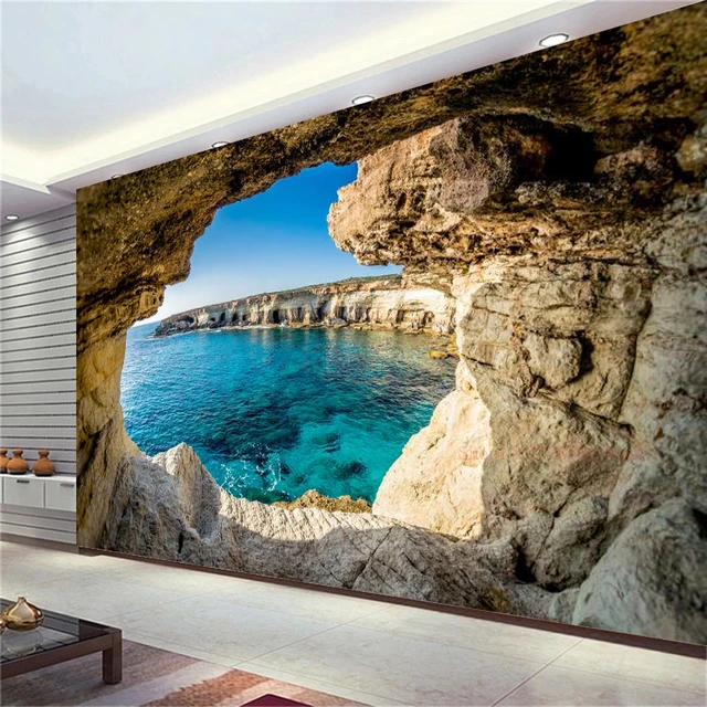 Custom Mural Wallpaper 3D Beach Wall Painting Large for Living Room TV ...