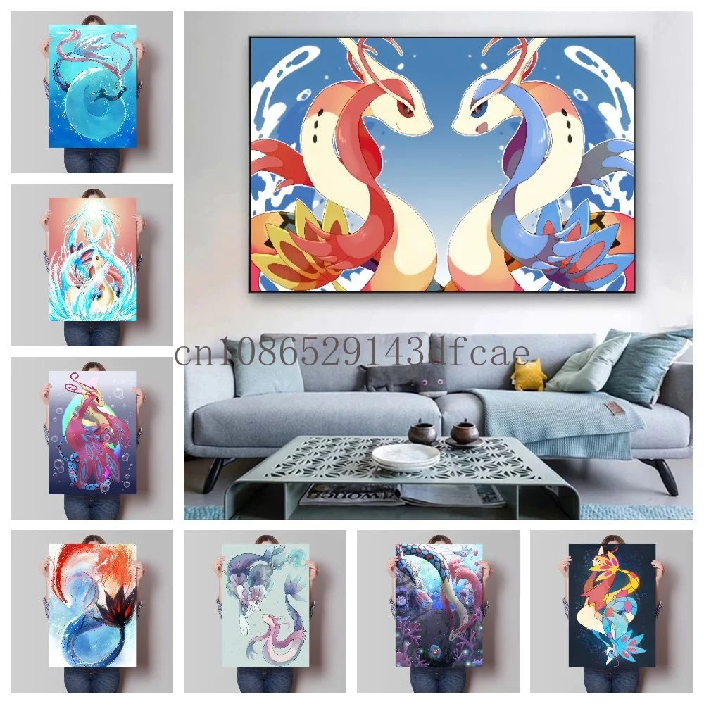 Anime Pokemon Canvas Print Milotic Poster Decorative Painting Classic ...