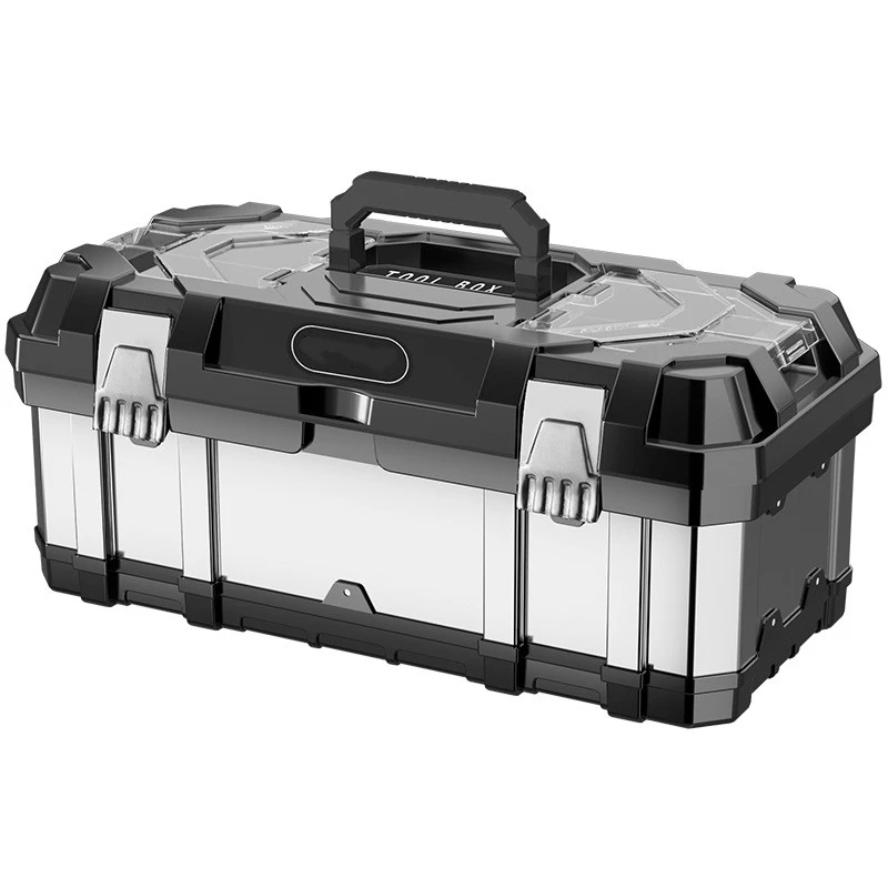 Stainless Steel Tool Box Double Layer Compartment Storage Organizers ...