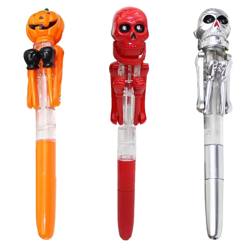 3-4PCS-Creative-Halloween-Ballpoint-Pen-with-Light-Pumpkin-Skull ...