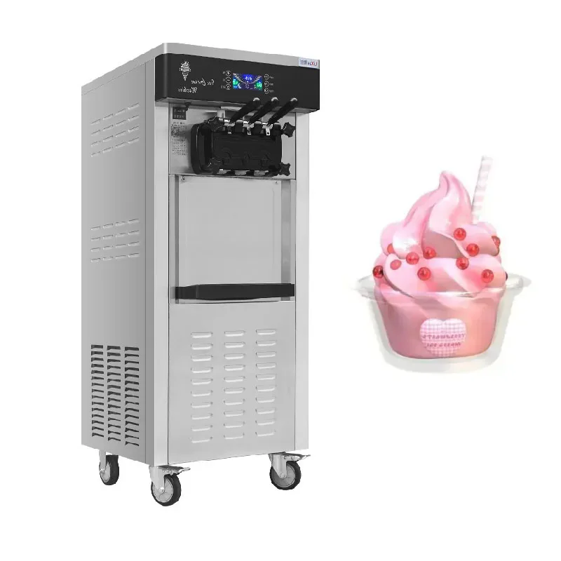 Commercial-Soft-Ice-Cream-Machine-Fully-Automatic-Stainless-Steel-220V ...