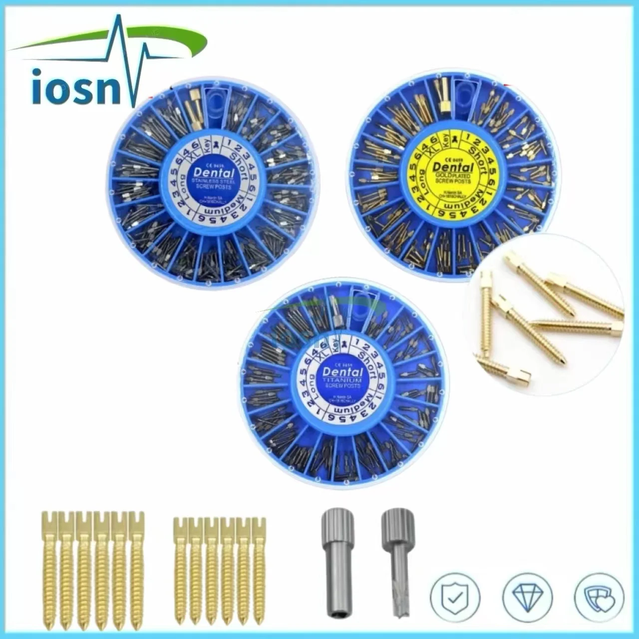 120PCS-Box-Dental-Stainless-Steel-Screw-Post-Dental-Golden-Plated-Screw ...