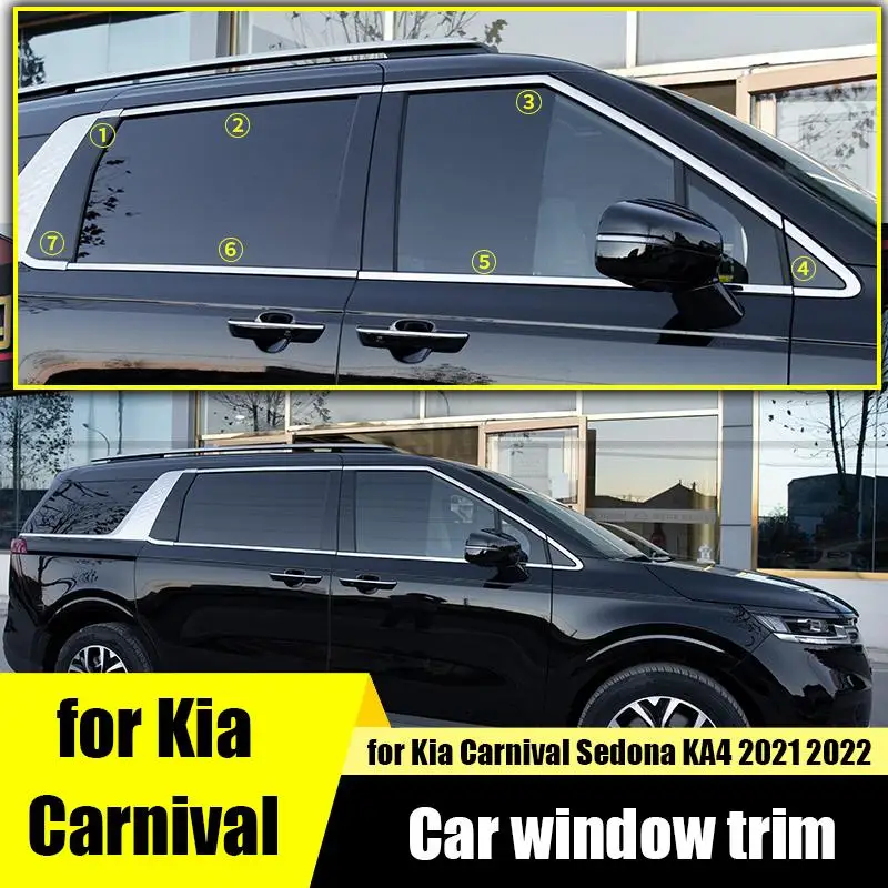for-Kia-Carnival-Sedona-KA4-2021-2022-car-window-stainless-steel-chrome ...
