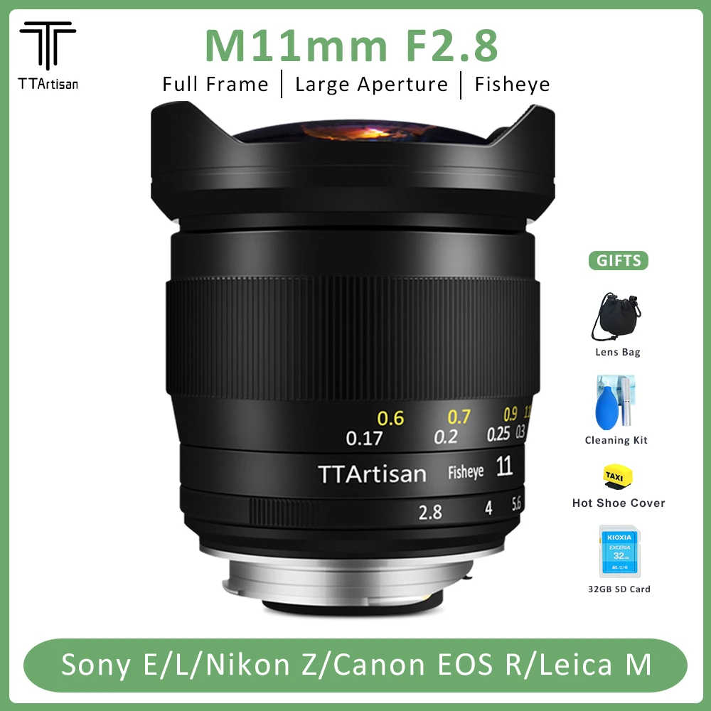 TTArtisan 11mm F2.8 Leica M용 풀 프레임 어안 광각 렌즈 Leica L Canon RF Nikon Z Sony E Fuji GFX Canon EF ...