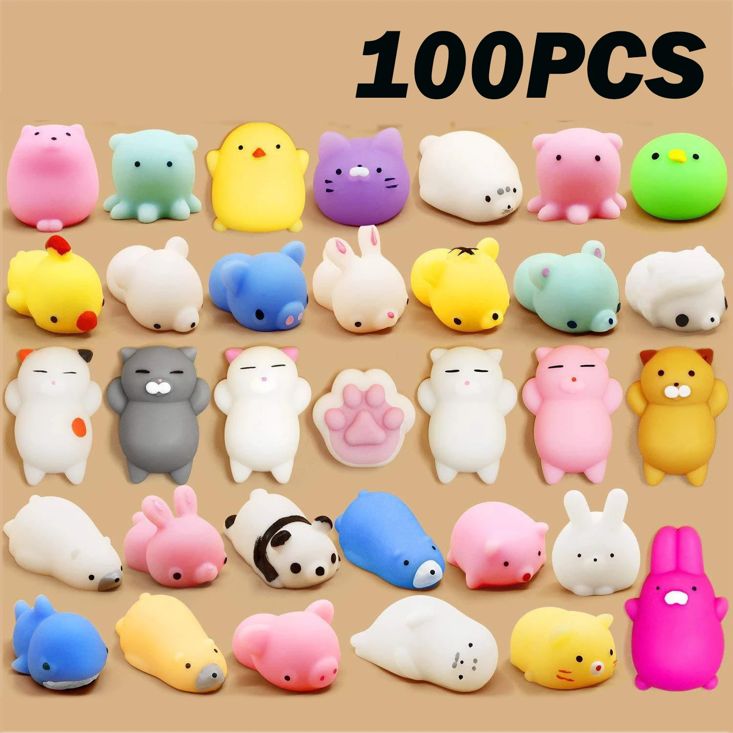 100PC-Mini-Squishy-Toys-Mochi-Squishies-Bulk-Kawaii-Animals-Fruits-Squishy-Stress-Relief-Squeeze ...
