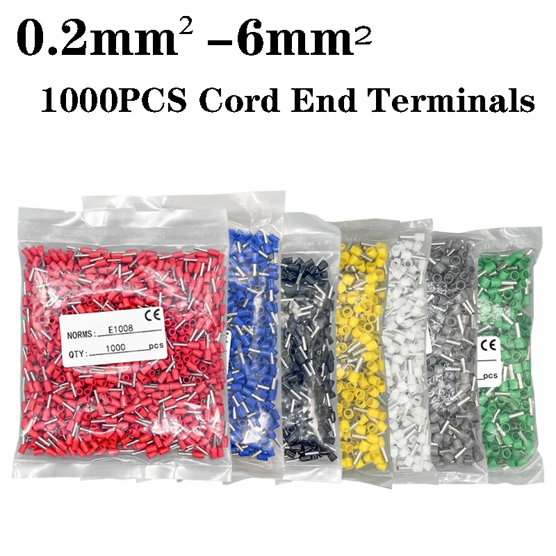 1000PCS-Pure-Copper-Cord-End-Terminals-Insulated-Tubular-Terminals ...
