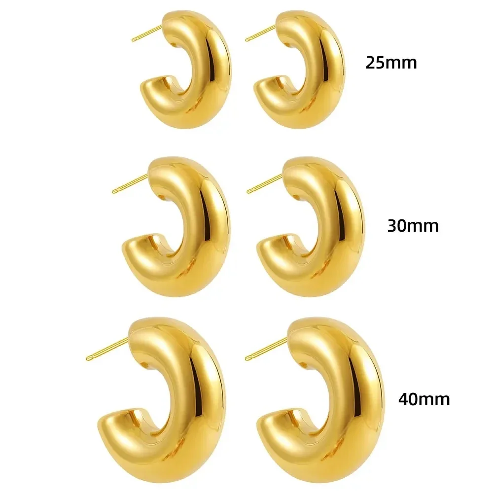 3-Sizes-Exaggerated-Chunky-C-Shape-Stainless-Steel-Hoop-Earrings-for ...