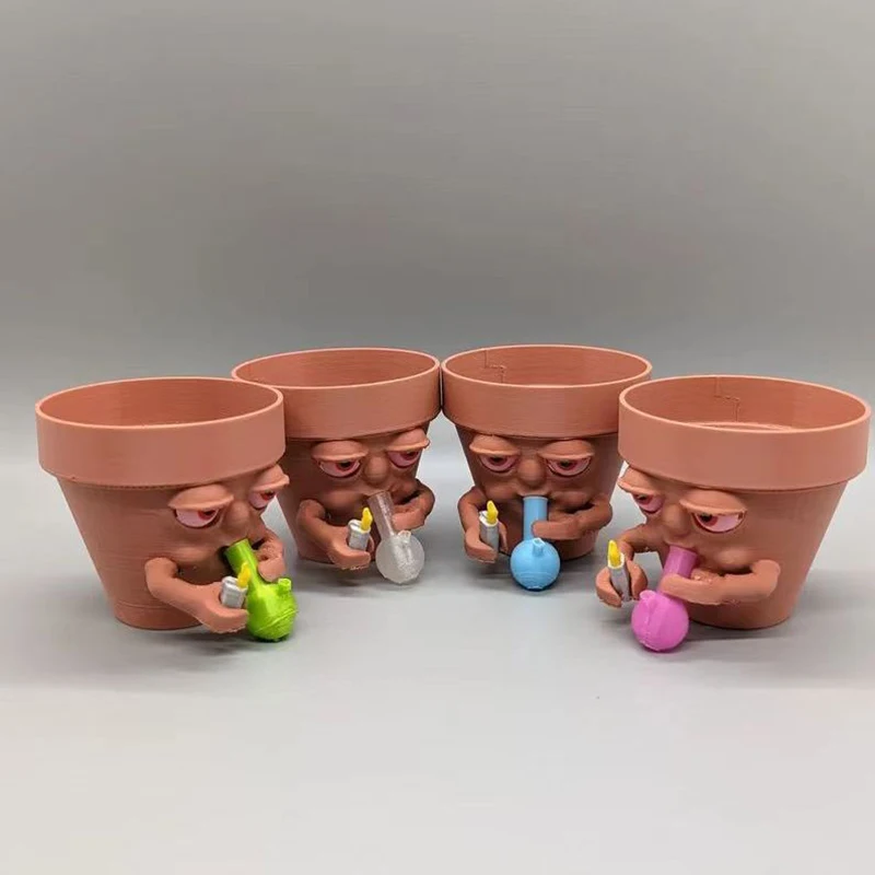 Novetly-Ornament-Face-Smoking-Shape-Flower-Pot-Resin-Plant-Pots-Indoor ...