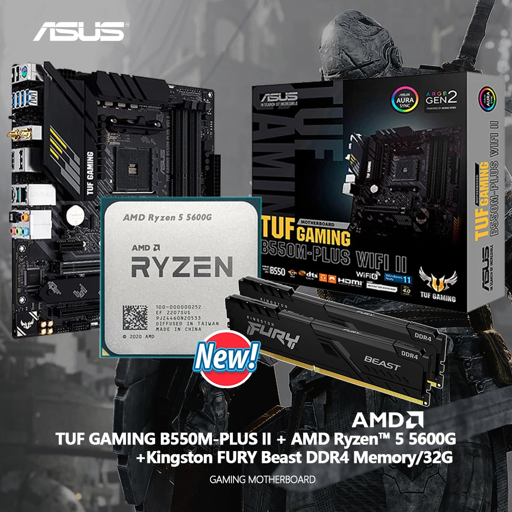 Placa base AMD Ryzen 5 5600G R5 5600G + ASUS TUF B550M PLUS WIFI II ...