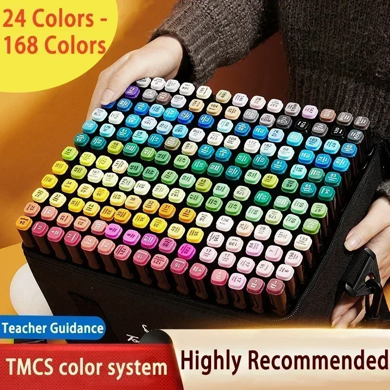 168-Color-Marker-Pen-Set-Comic-Brush-Drawing-Sketch-School-Supplies ...