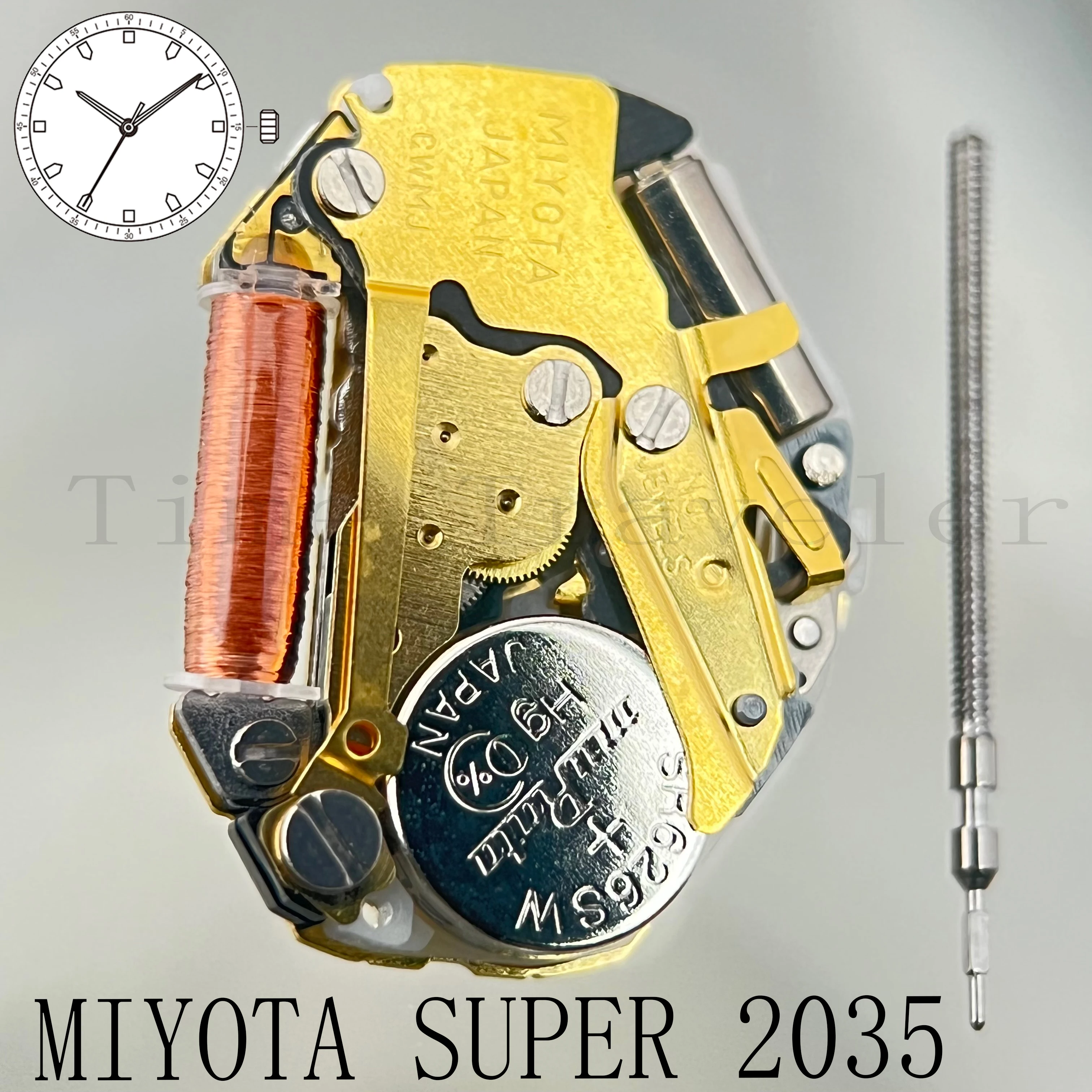Miyota-Super-2035-Quartz-Movement-GOLDEN-Japan-2035-Three-Hand-Watch ...