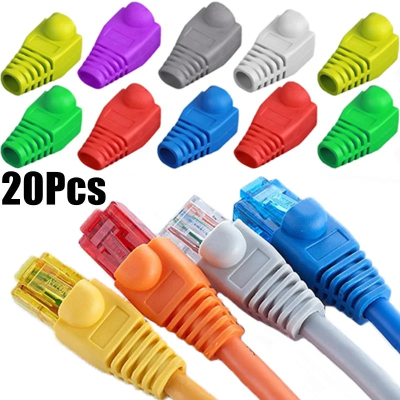 20/10Pcs RJ45 CAT6 CAT5e Adapter Cap Ethernet Network Cable Connector ...