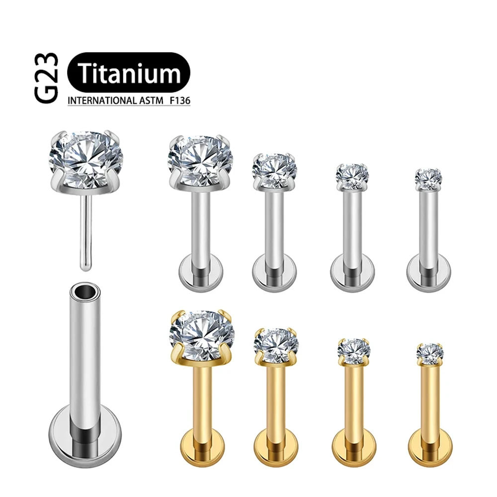 ASTM-F136-Titanium-18G-16G-Threadless-Push-Pin-Labret-Stud-CZ-Cartilage ...