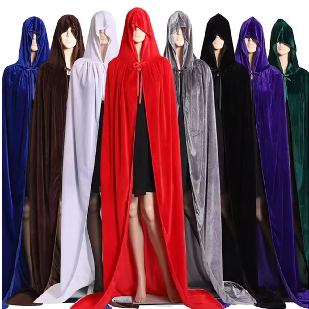 7 Colors Witch Hood Cloak Cosplay Medieval Long Cape Halloween Women ...