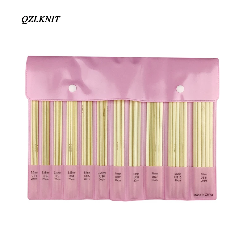 QZLKNIT-11-sizes-20cm-Double-Pointed-Bleach-Bamboo-Knitting-Needles ...