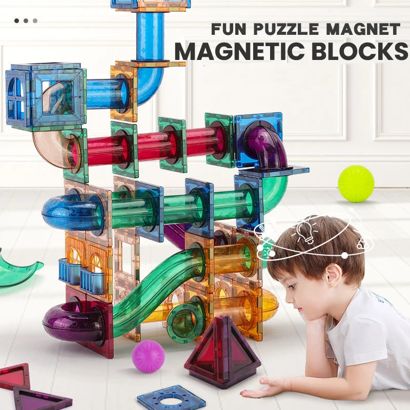 Magnetic Sheet Building Block Designer Magnet Maze Race Run Ball Marble ...