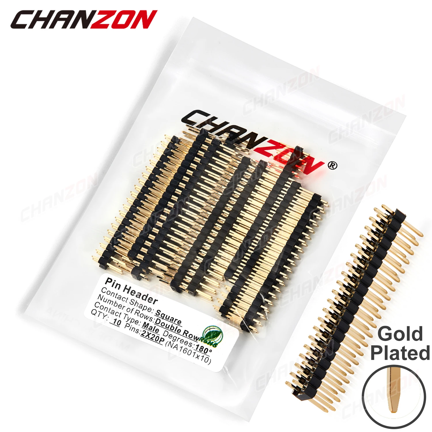 2x20 Male Gpio Dual Pin Header 20pin Pins Double Row 2.54mm Gold Plated ...