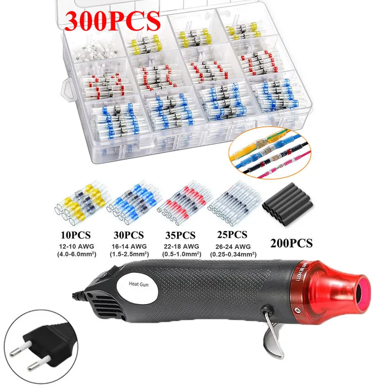 300/100/50Pcs Heat Shrink Butt Crimp Terminals Waterproof Solder Seal ...