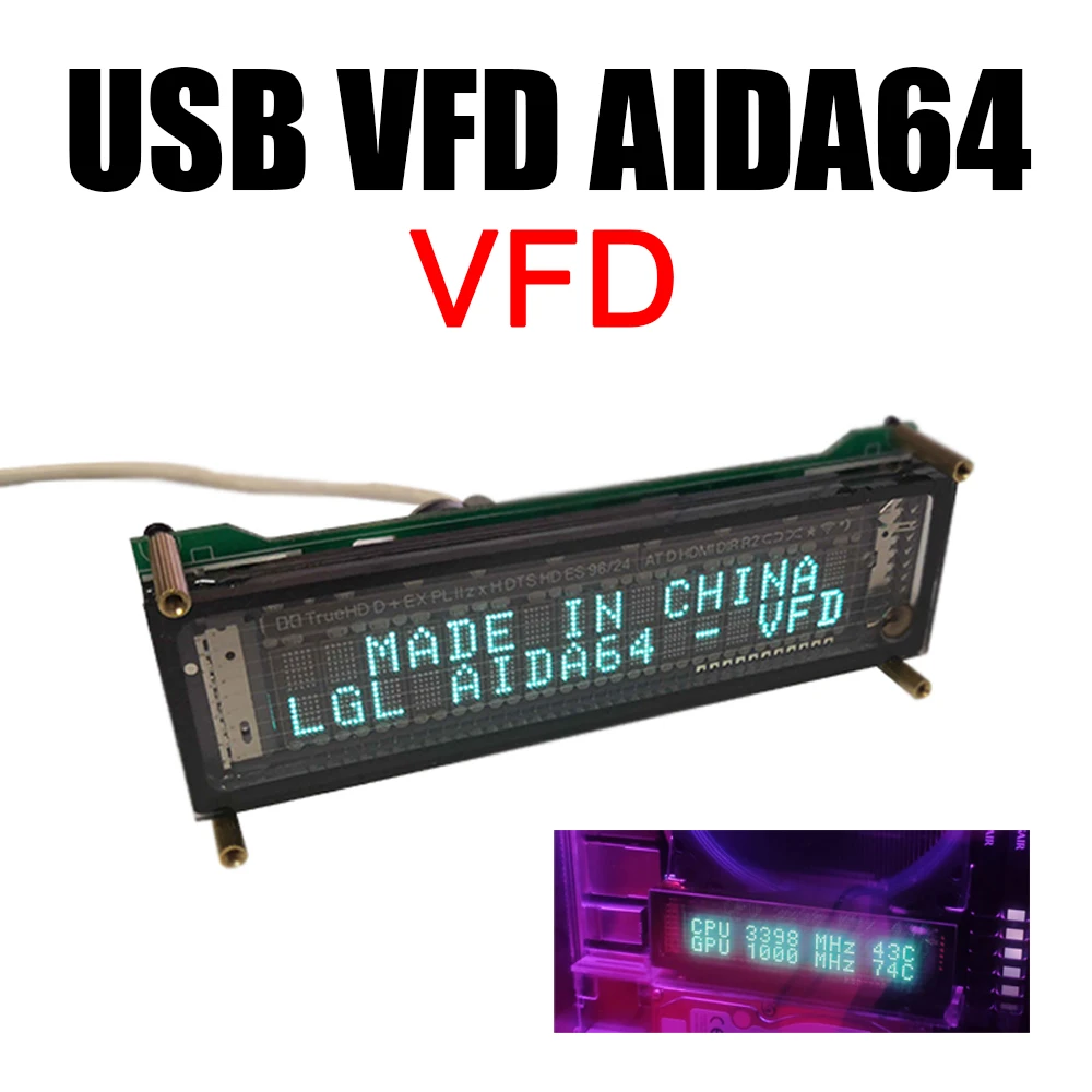USB2VFD AIDA64 Chassis Display VFD Clock AIDA64 Sub-screen Monitor ...