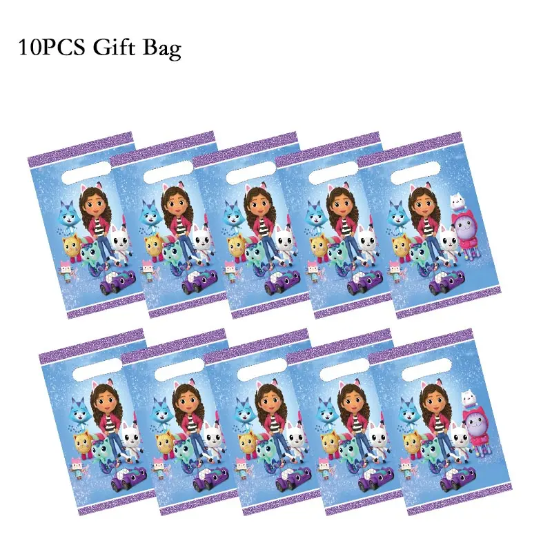 Decoración de fiesta de cumpleaños de casa de muñecas Gabby, vajilla temática de gato de dibujos ...