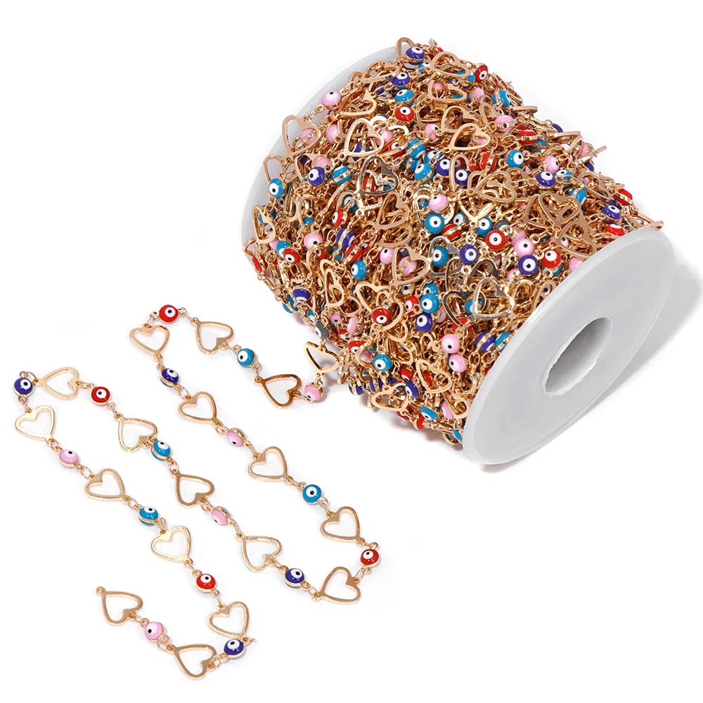 1 Meter Evil Eye Bead Stainless Steel Chains Fashion Hollowed Out ...