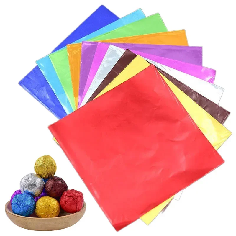 100Pcs Colorful Chocolate Wrapping Paper 10x10cm Aluminum Foil Paper ...