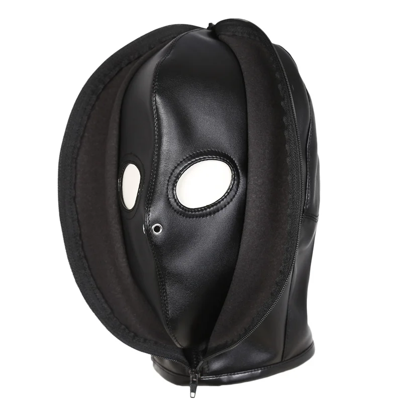 Fashion-Funny-Double-Layer-Leather-Men-Head-Masks-Unisex-Sexy-PU-Zipper ...