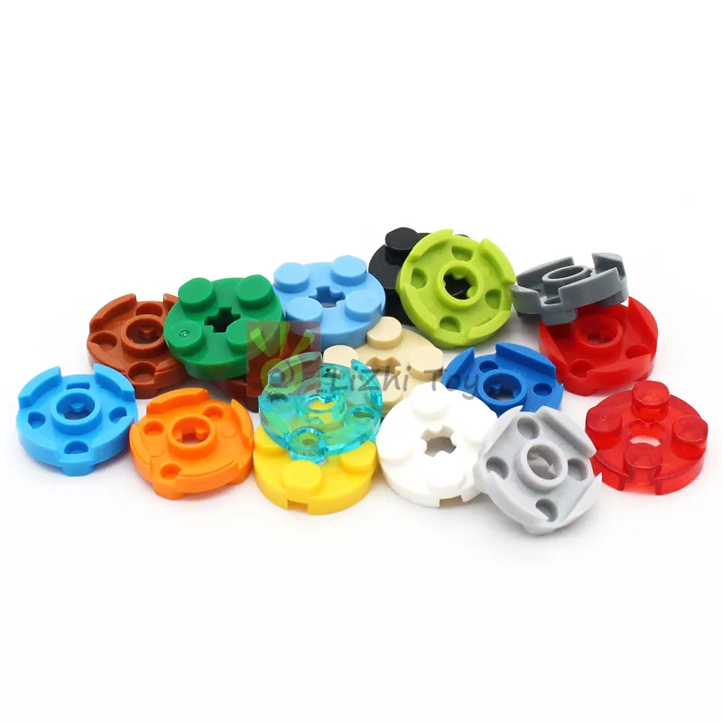 50pcs MOC 4032 Plate Round 2x2 with Axle Hole Enlighten Building Blocks ...