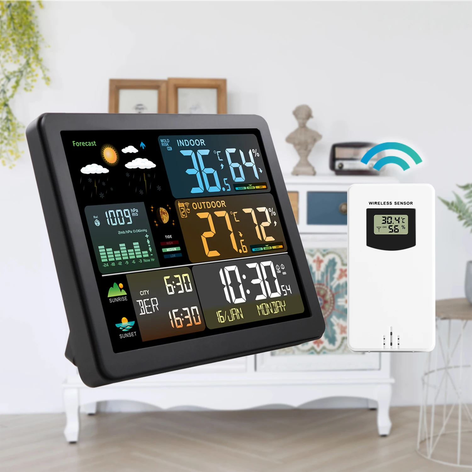 Alarm-Clock-Digital-Weather-Forecast-Temperature-Humidity-Electronic ...
