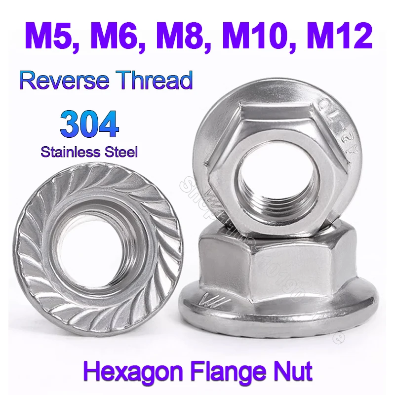 3-30pc-Left-Hand-Thread-M5-M6-M8-M10-M12-304Stainless-Steel-Reverse ...
