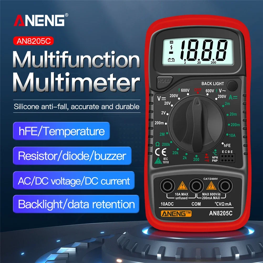 Digital-Multimeter-AC-DC-Ammeter-1999-Counts-Portable-Volt-Ohm-Meter ...