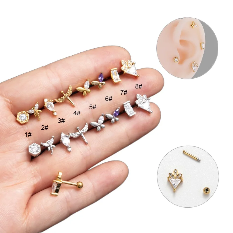 1Piece-16G-Stainless-Steel-Earring-for-Women-Zircon-Earrings-Fashion ...