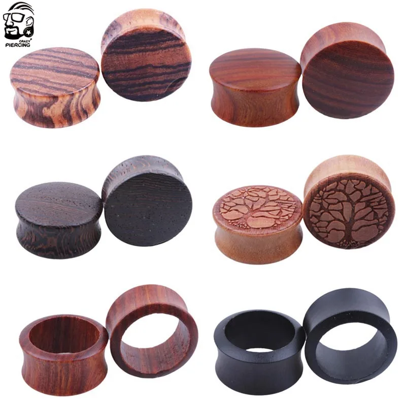 1Pair 8-25mm Ear Gauges Wood Ear Tunnels Plugs Piercing Jewelry Ear ...